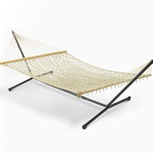 Fab Habitat Rope Recycled Polyester Hammock - Miami - Natural - Indoor/Outdoor, Quick Dry, 2 Person 400 lbs Capacity - Patio, Poolside, Backyard, Garden, Beach, Balcony - 12-14 ft Adjustable