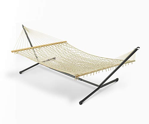 Fab Habitat Rope Recycled Polyester Hammock - Miami - Natural - Indoor/Outdoor, Quick Dry, 2 Person 400 lbs Capacity - Patio, Poolside, Backyard, Garden, Beach, Balcony - 12-14 ft Adjustable