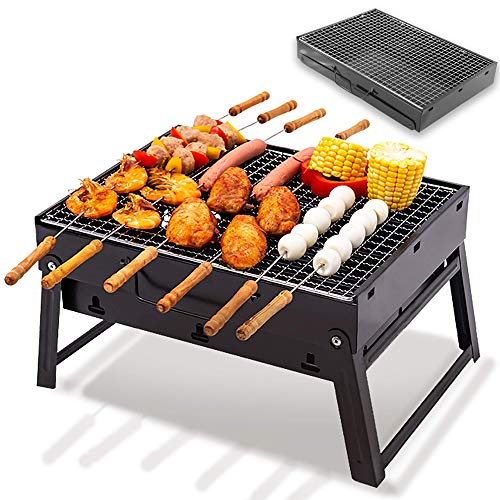 Charcoal Grill Barbecue Portable BBQ - Stainless Steel Folding Grill Tabletop Outdoor Smoker BBQ for Picnic Garden Terrace Camping Travel、travel bbq