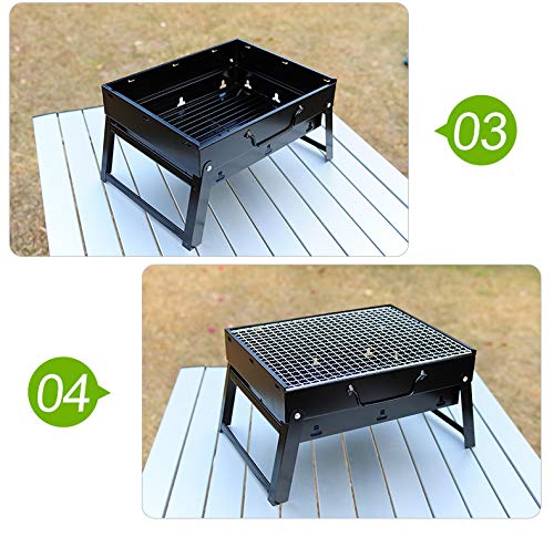 Charcoal Grill Barbecue Portable BBQ - Stainless Steel Folding Grill Tabletop Outdoor Smoker BBQ for Picnic Garden Terrace Camping Travel、travel bbq