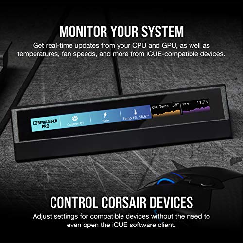 Corsair iCUE NEXUS Companion Touch Screen – 5” Diagonal Screen – 6 Programmable Virtual Macro Buttons – Live System Readouts – iCUE-compatible Device Control – Connect to Keyboard or Standalone Base