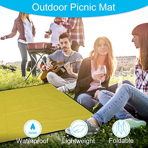 PATIKIL 59" x 32" Outdoor Picnic Blanket, Waterproof Foldable Beach Mat for Hiking, Camping, Park, Garden, Yellow