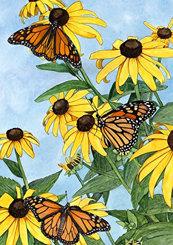 Toland Home Garden 1112133 Coneflowers and Monarchs Butterfly Flag 12x18 Inch Double Sided Butterfly Garden Flag for Outdoor House Flower Flag Yard Decoration