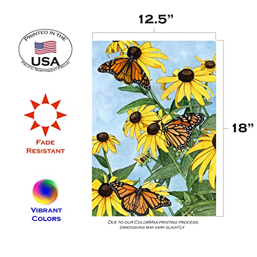 Toland Home Garden 1112133 Coneflowers and Monarchs Butterfly Flag 12x18 Inch Double Sided Butterfly Garden Flag for Outdoor House Flower Flag Yard Decoration