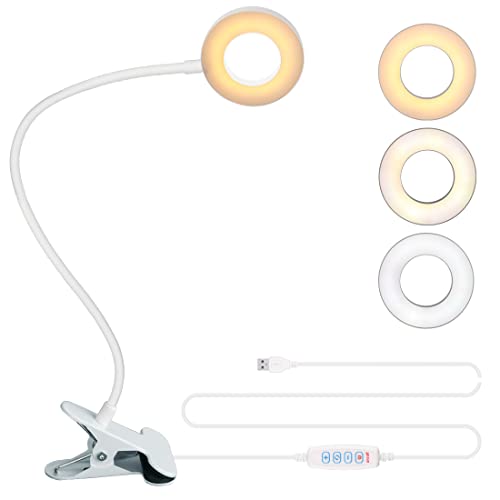 Bekada LED Desk Light with Clamp for Video Conference, USB Reading Light Laptop Light for Computer Webcam, Clip on LED Ring Light for Zoom Meetings , 3 Colors and 10 Dimming Level (White)