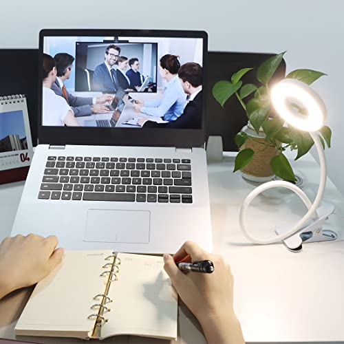 Bekada LED Desk Light with Clamp for Video Conference, USB Reading Light Laptop Light for Computer Webcam, Clip on LED Ring Light for Zoom Meetings , 3 Colors and 10 Dimming Level (White)