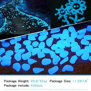 【400 Pcs】 Glow in The Dark Rocks,Glowing Stones Garden Glow in The Dark Pebbles Outdoor Decorative Stones Small Patio Decor Garden Decorations