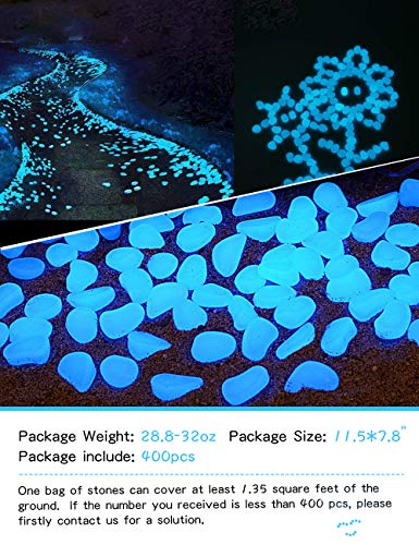 【400 Pcs】 Glow in The Dark Rocks,Glowing Stones Garden Glow in The Dark Pebbles Outdoor Decorative Stones Small Patio Decor Garden Decorations