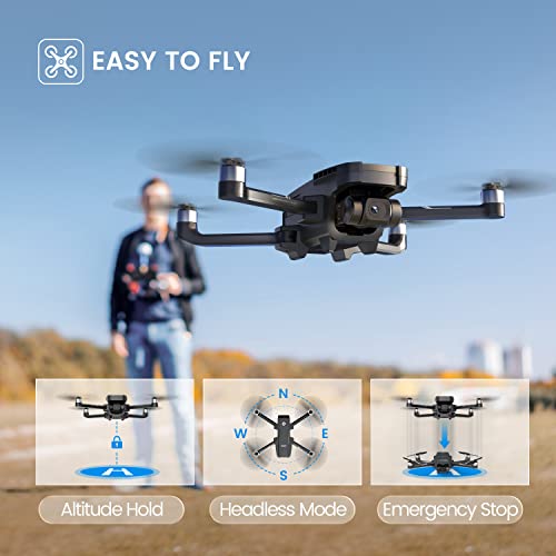 Holy Stone 2 Axis Gimbal GPS Drone with 4K EIS Camera for Adults Beginner, HS720G Foldable FPV RC Quadcopter with Brushless Motor, 5G WiFi Transmission, Optical Flow, Follow Me, Smart Return Home