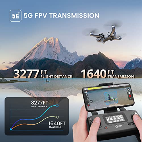 Holy Stone 2 Axis Gimbal GPS Drone with 4K EIS Camera for Adults Beginner, HS720G Foldable FPV RC Quadcopter with Brushless Motor, 5G WiFi Transmission, Optical Flow, Follow Me, Smart Return Home