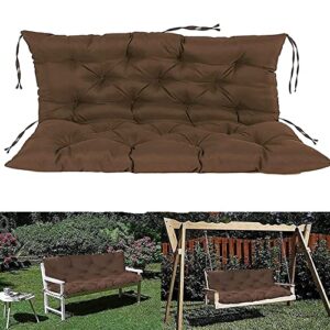 bench cushion for outdoor furniture swing replacement cushions 3 seat and back non-slip waterproof 4” thick porch swing cushions with ties for garden patio, 60in*40in (brown)