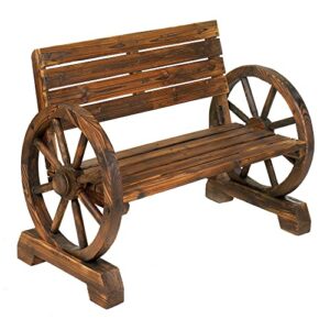 rustic wood design home garden wagon wheel bench decor