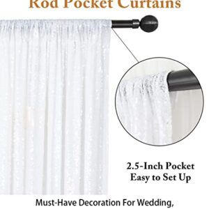 Sequin Curtains 2 Panels White 2FTx8FT Sequin Photo Backdrop White Sequin Backdrop Curtain Pack of 2-1011E