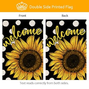 CROWNED BEAUTY Summer Garden Flag Sunflower Yard 12x18 Inch Small Double Sided Outside Polka Dots Party Farmhouse Décor