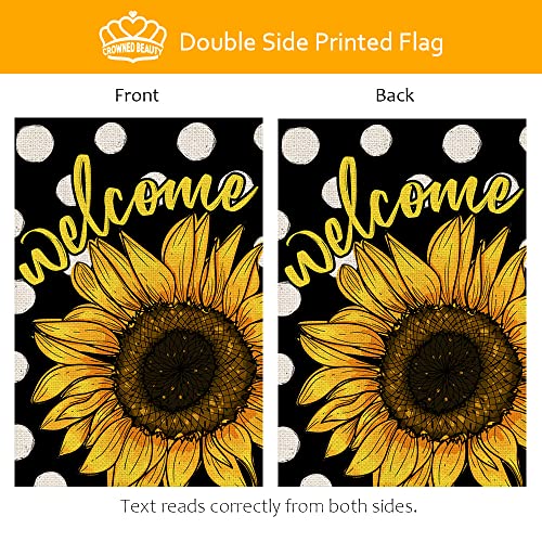 CROWNED BEAUTY Summer Garden Flag Sunflower Yard 12x18 Inch Small Double Sided Outside Polka Dots Party Farmhouse Décor