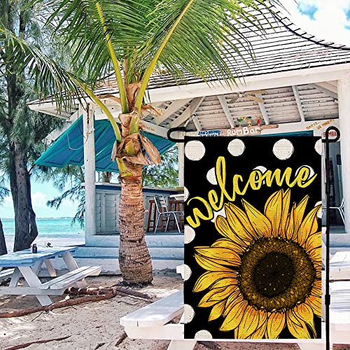 CROWNED BEAUTY Summer Garden Flag Sunflower Yard 12x18 Inch Small Double Sided Outside Polka Dots Party Farmhouse Décor