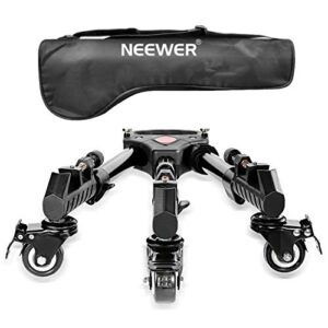 neewer photography professional heavy duty tripod dolly with rubber wheels and adjustable leg mounts for canon nikon sony dslr cameras camcorder photo video lighting