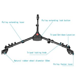 Neewer Photography Professional Heavy Duty Tripod Dolly with Rubber Wheels and Adjustable Leg Mounts for Canon Nikon Sony DSLR Cameras Camcorder Photo Video Lighting