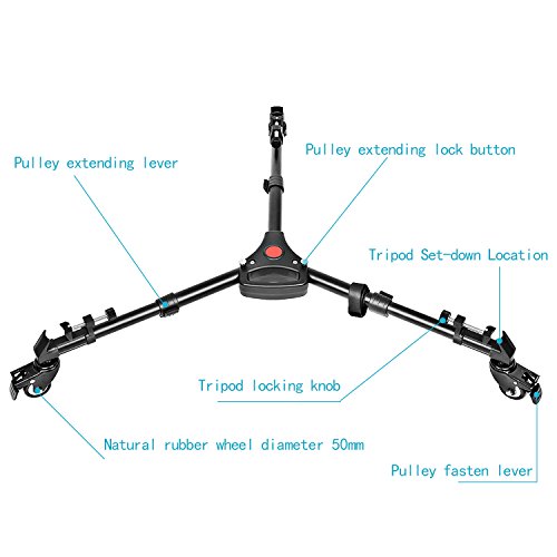 Neewer Photography Professional Heavy Duty Tripod Dolly with Rubber Wheels and Adjustable Leg Mounts for Canon Nikon Sony DSLR Cameras Camcorder Photo Video Lighting