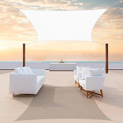 ColourTree 12' x 20' White Rectangle Sun Shade Sail Canopy Awning Fabric Cloth Screen - UV Block UV Resistant Heavy Duty Commercial Grade - Outdoor Patio Carport - (We Make Custom Size)