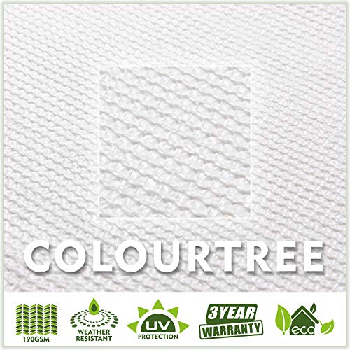 ColourTree 12' x 20' White Rectangle Sun Shade Sail Canopy Awning Fabric Cloth Screen - UV Block UV Resistant Heavy Duty Commercial Grade - Outdoor Patio Carport - (We Make Custom Size)