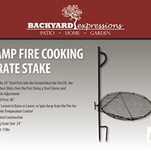 BACKYARD EXPRESSIONS PATIO · HOME · GARDEN 913280-NM Campfire Heavy Duty Steel, Fire Camp Grill for Outdoor Open Flame Cooking, 24 Inch Grate Diameter-Backyard Expressions, Black