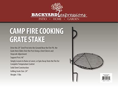 BACKYARD EXPRESSIONS PATIO · HOME · GARDEN 913280-NM Campfire Heavy Duty Steel, Fire Camp Grill for Outdoor Open Flame Cooking, 24 Inch Grate Diameter-Backyard Expressions, Black