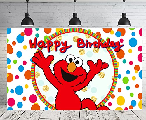 MEDSOX Elmo Backdrop for Birthday Party Supplies 5x3ft Cartoon Banner for Street Party Decorations, black, One Size