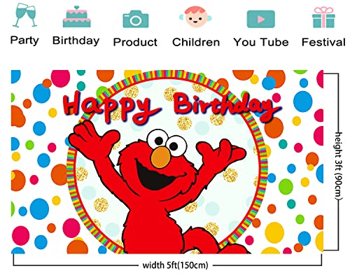 MEDSOX Elmo Backdrop for Birthday Party Supplies 5x3ft Cartoon Banner for Street Party Decorations, black, One Size