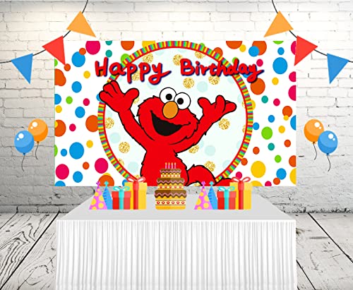 MEDSOX Elmo Backdrop for Birthday Party Supplies 5x3ft Cartoon Banner for Street Party Decorations, black, One Size