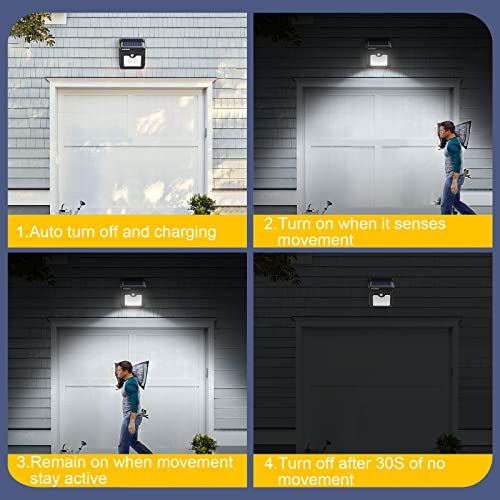 ZOOKKI Solar Outdoor Lights -120° Illumination Solar Motion Sensor Lights Outdoor - IP65 Waterproof Wireless Security Outdoor Solar Powered Lights for Garden Fence Patio Deck（28LED 4-Pack）