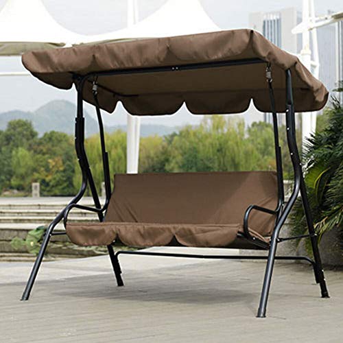 Swing Seat Cushion Cover Replacement, Garden Courtyard Outdoor Waterproof Polyester Taffeta Fabric 3‑Seat Swing Chair Hammock Seat Cushion Cover Swing Protection Cushion, 59.1 x 19.7 x 3.9in (Brown)