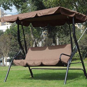 Swing Seat Cushion Cover Replacement, Garden Courtyard Outdoor Waterproof Polyester Taffeta Fabric 3‑Seat Swing Chair Hammock Seat Cushion Cover Swing Protection Cushion, 59.1 x 19.7 x 3.9in (Brown)