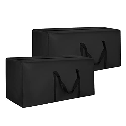 2 Pack Rectangular Outdoor Cushion Storage Bag 68" L x 30" W x 20" H Extra Large Patio Furniture Cushion Storage Bag Waterproof Garden Cushion Storage Covers with Zipper and Handles Black