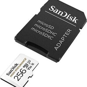 SanDisk 256GB High Endurance Video microSDXC Card with Adapter for Dash Cam and Home Monitoring systems - C10, U3, V30, 4K UHD, Micro SD Card - SDSQQNR-256G-GN6IA