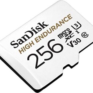 SanDisk 256GB High Endurance Video microSDXC Card with Adapter for Dash Cam and Home Monitoring systems - C10, U3, V30, 4K UHD, Micro SD Card - SDSQQNR-256G-GN6IA