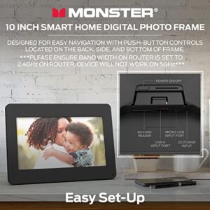 Monster Smart Home 16 GB Digital Photo Frame, High Definition 1280p Smart Picture Frame-10 inch