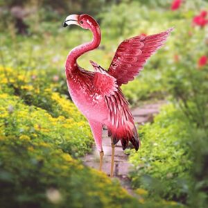 Natelf Garden Flamingo Statues and Sculptures, Outdoor Metal Bird Yard Art, Pink Flamingo Lawn Ornament for Patio Backyard Porch Decorations