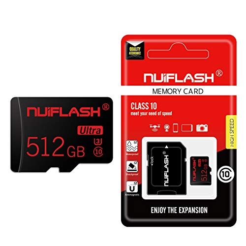 Micro SD Card 512GB TF Card 512GB Micro Memory SD Cards Fast Speed Memory Card 512GB Class 10 with Free SD Card Adapter for Smartphones/Bluetooth Speaker