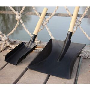 Yardwe Metal Dustpan, BBQ Grill Ash Pan Carbon Steel Ash Coal Fireplace Shovel Charcoal Grill Accessories Garden Hand Tools 1PCS (Large Shovel)