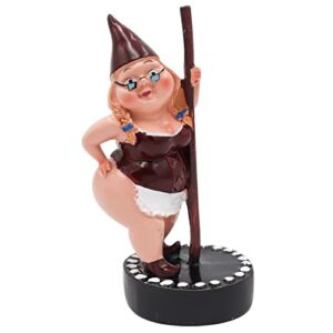 pole dancing gnome statue, resin garden gnome statues, funny outdoor gnome figure, creative garden spring decoration, pole dance garden gnome, spring garden statue(6.7″/17 cm)