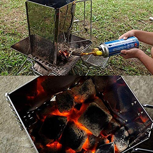 Campingmoon Foldable BBQ Grill, Portable Charcoal Grill, Stainless Steel Wood Burning Stove, Barbecue Cooking Stove for Outdoor/Garden/Camping/Picnic/Party (MT-18)