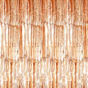 GOER 3.2 ft x 9.8 ft Metallic Tinsel Foil Fringe Curtains Party Photo Backdrop Party Streamers for Birthday,Graduation,New Year Eve Decorations Wedding Decor (Champagne Gold,1 Pack)