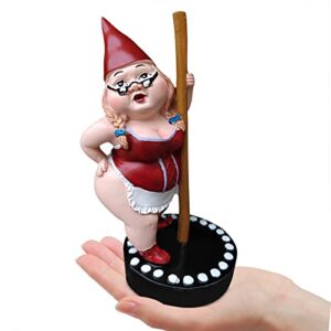 qumhmup garden gnomes, pole dancing gnome figurine for patio lawn garden decoration,outdoor decoration resin gnome statue