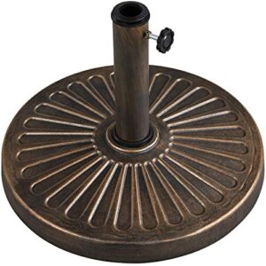 yaheetech 26.5lbs outdoor patio umbrella base round all weather umbrella stand for patio, deck & garden, bronze