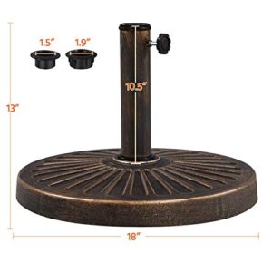 Yaheetech 26.5lbs Outdoor Patio Umbrella Base Round All Weather Umbrella Stand for Patio, Deck & Garden, Bronze