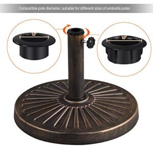 Yaheetech 26.5lbs Outdoor Patio Umbrella Base Round All Weather Umbrella Stand for Patio, Deck & Garden, Bronze