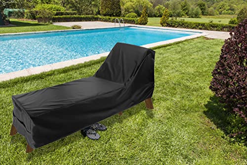 Patio Chaise Lounge Cover, Waterproof Sunlounger Cover, 420D Upgraded Heavy Duty Outdoor Lounge Chair Cover, Anti-UV and Dustproof Lawn Furniture Cover, Durable Oxford Cloth and Large 82 Inch