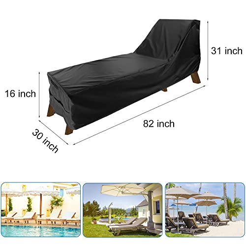 Patio Chaise Lounge Cover, Waterproof Sunlounger Cover, 420D Upgraded Heavy Duty Outdoor Lounge Chair Cover, Anti-UV and Dustproof Lawn Furniture Cover, Durable Oxford Cloth and Large 82 Inch