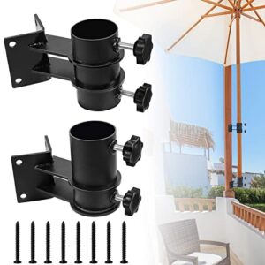 patio umbrella holder, 2 pcs adjustable outdoor deck umbrella corner mount,2.2” diameter in heavy-duty umbrella clip,umbrella base,umbrella clamp mount for wood railing, bracket backyard or garden